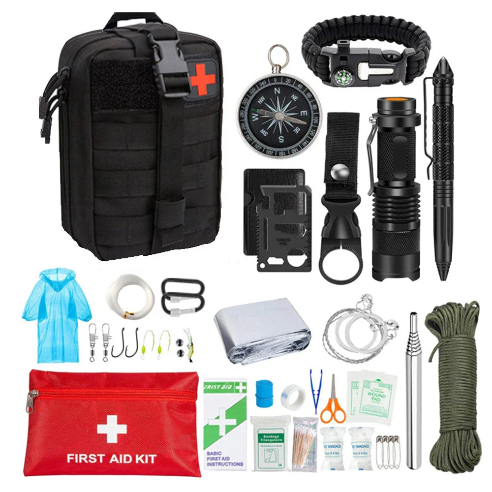 38-in-1 Emergency Survival Kit with First Aid, Flashlight, and Compass ...